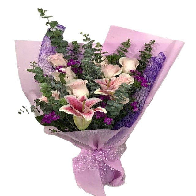 KHB0100 | Roses and Lilies Bouquet – Katong Flower Shop