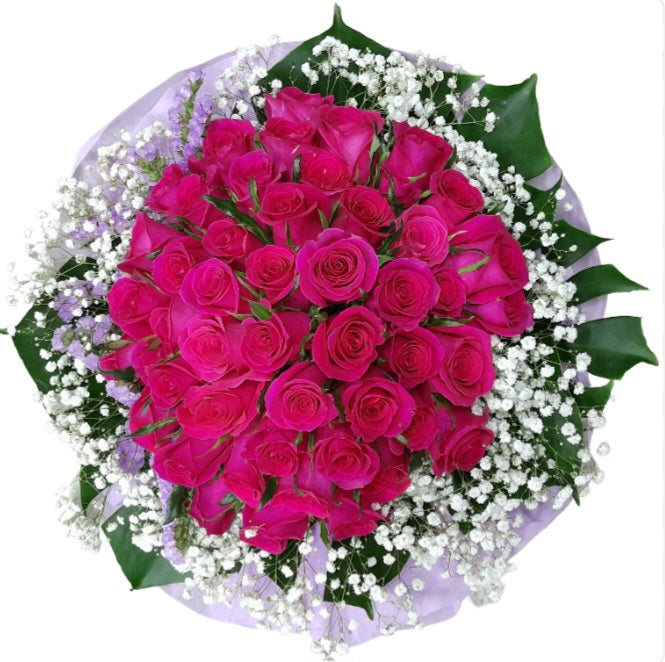 KHB0112 | 50 Shocking Pink Roses – Katong Flower Shop